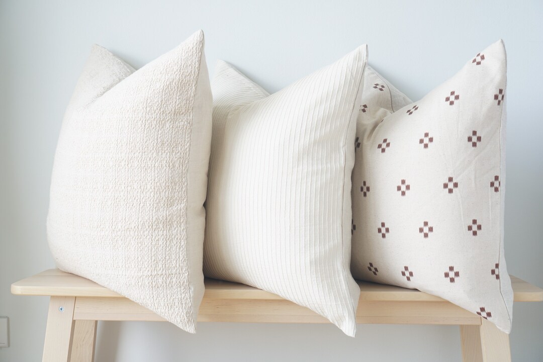 3 Neutral Boho Pillow Set, Beige Sofa Pillow, Decorative Pillow, Home ...