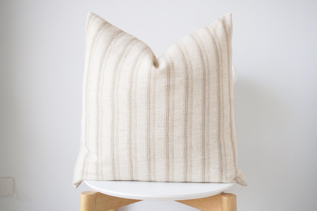 Neutral Striped Pillow, Neutral Pillow, Farmhouse Pillow, Modern ...
