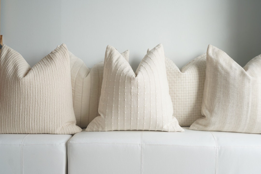 5 Neutral Boho Pillow Set, Beige Sofa Pillow, Decorative Pillow, Home ...
