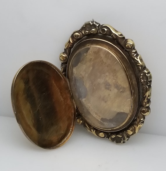 Antique 1890's Gold Filled Locket/ Pin - Gem