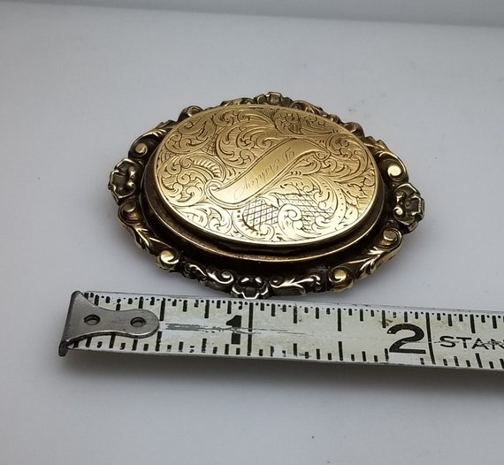 Antique 1890's Gold Filled Locket/ Pin - Gem