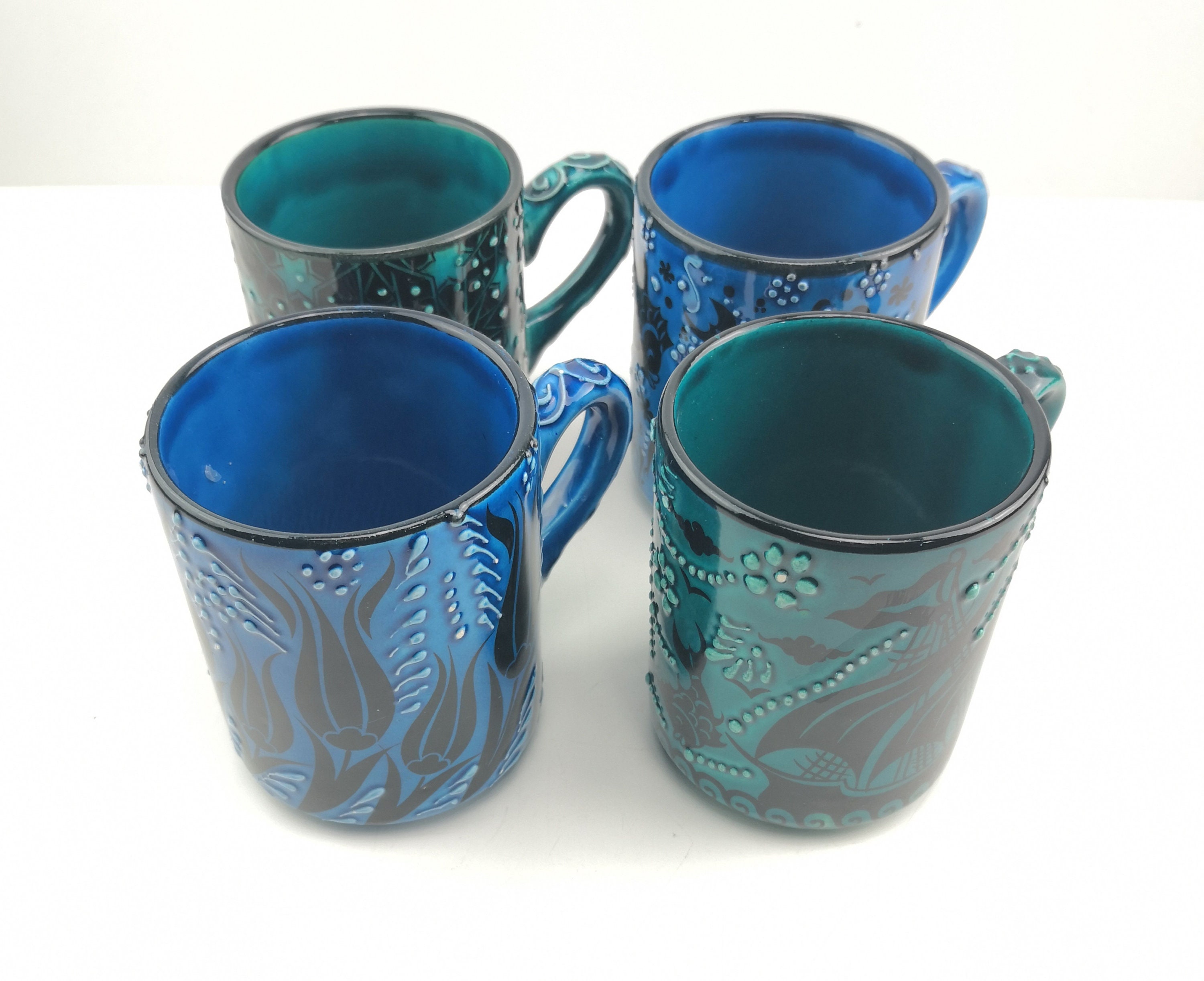 Handmade Ceramic Tea/coffee Mugs With Traditional Decorative Figured ...