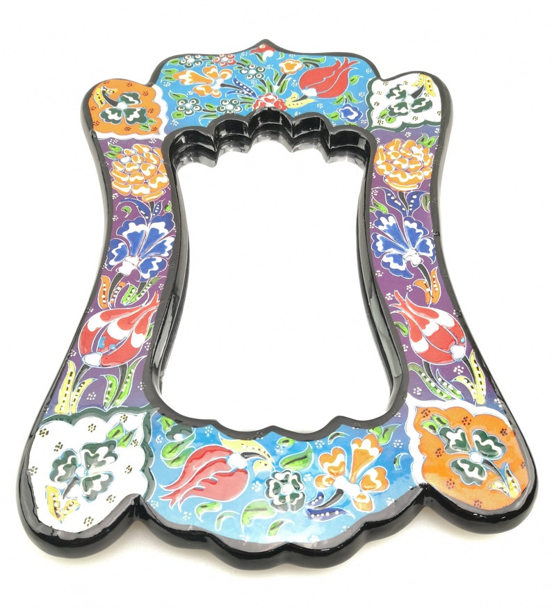 Ceramic Framed Mirror - Traditional Ornate Hand Painted Turkish Pottery ...