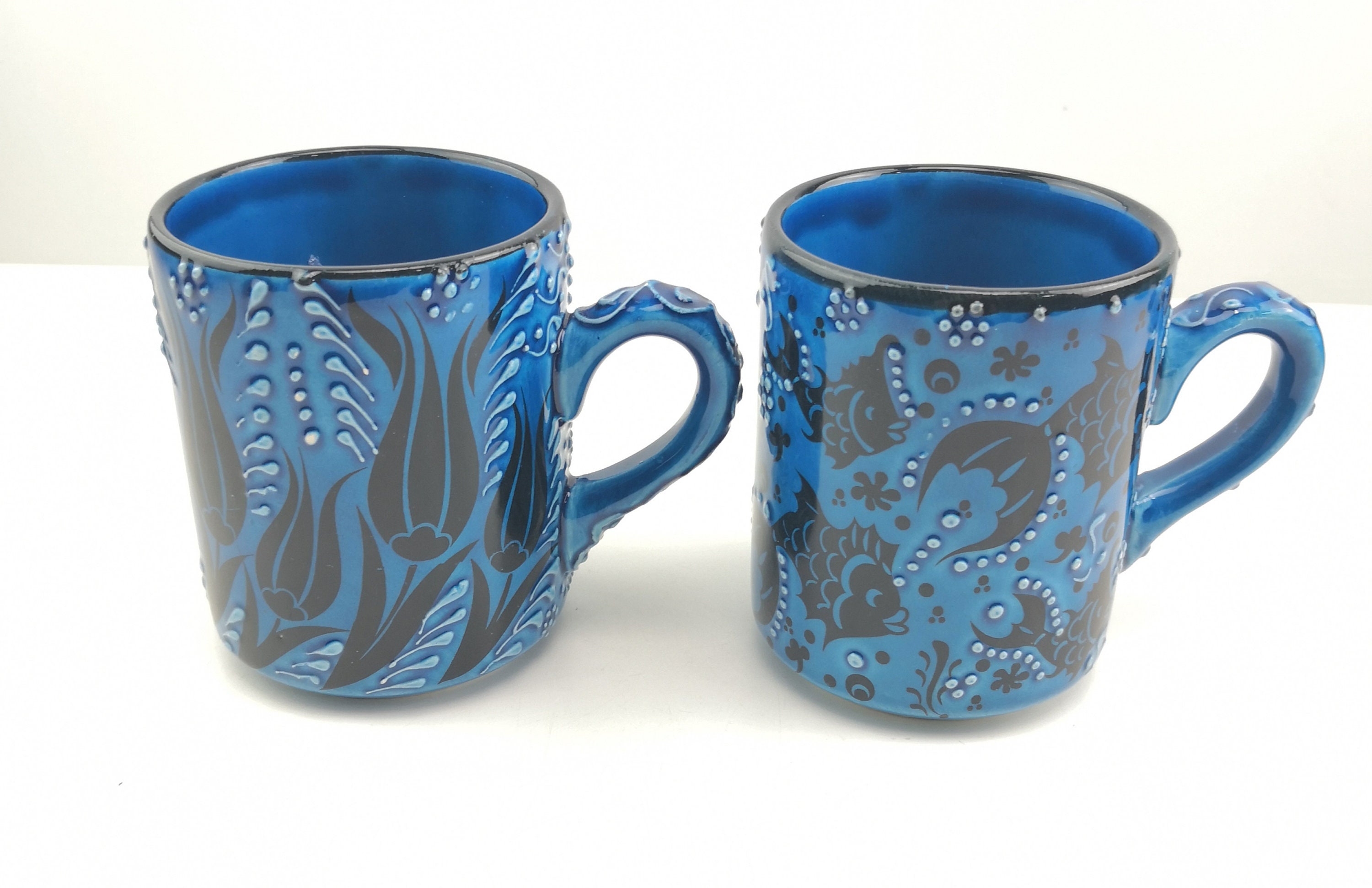 Handmade Ceramic Tea/coffee Mugs With Traditional Decorative Figured ...