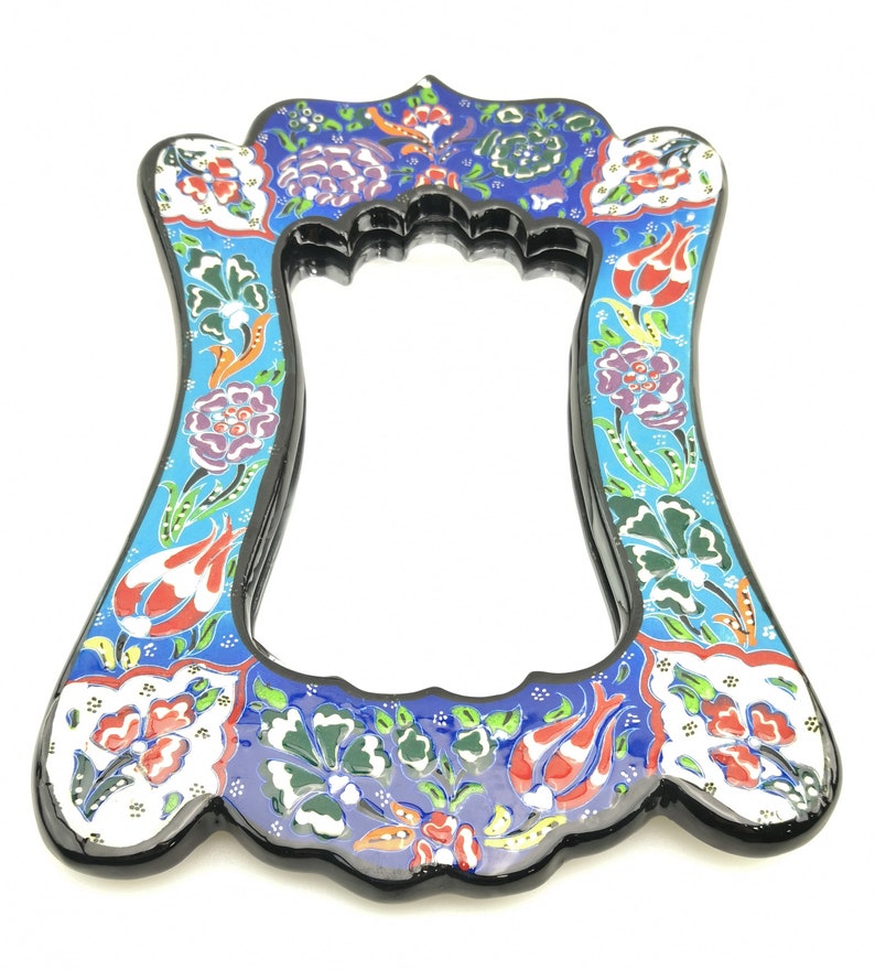 Ceramic Framed Mirror - Traditional Ornate Hand Painted Turkish Pottery ...