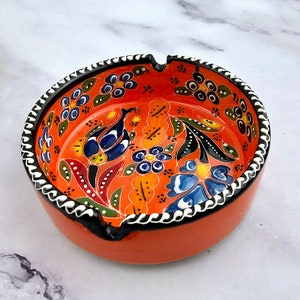 Handmade Ceramic Ashtray - Traditional Turkish Hand Painted Smokers ...