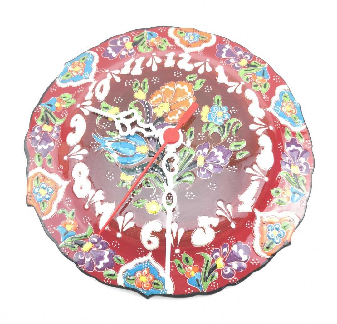 Ceramic Wall Clock - Handmade and Hand Painted - 18 Cm Diameter - Etsy