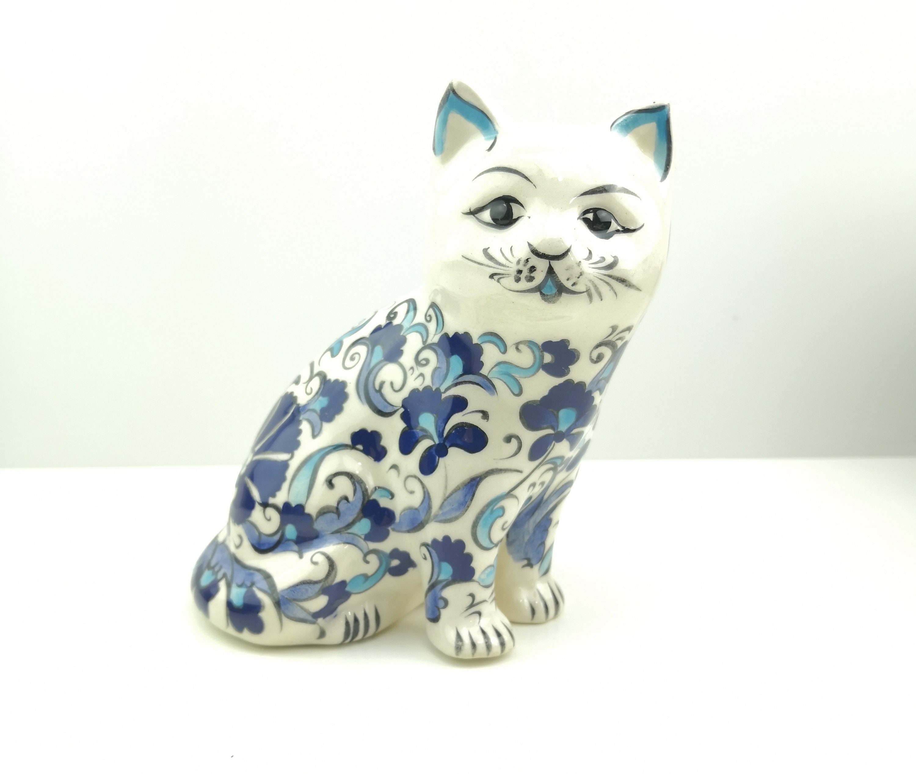 Handmade Ceramic Cats - Hand Painted Turkish Pottery Cats - Etsy UK