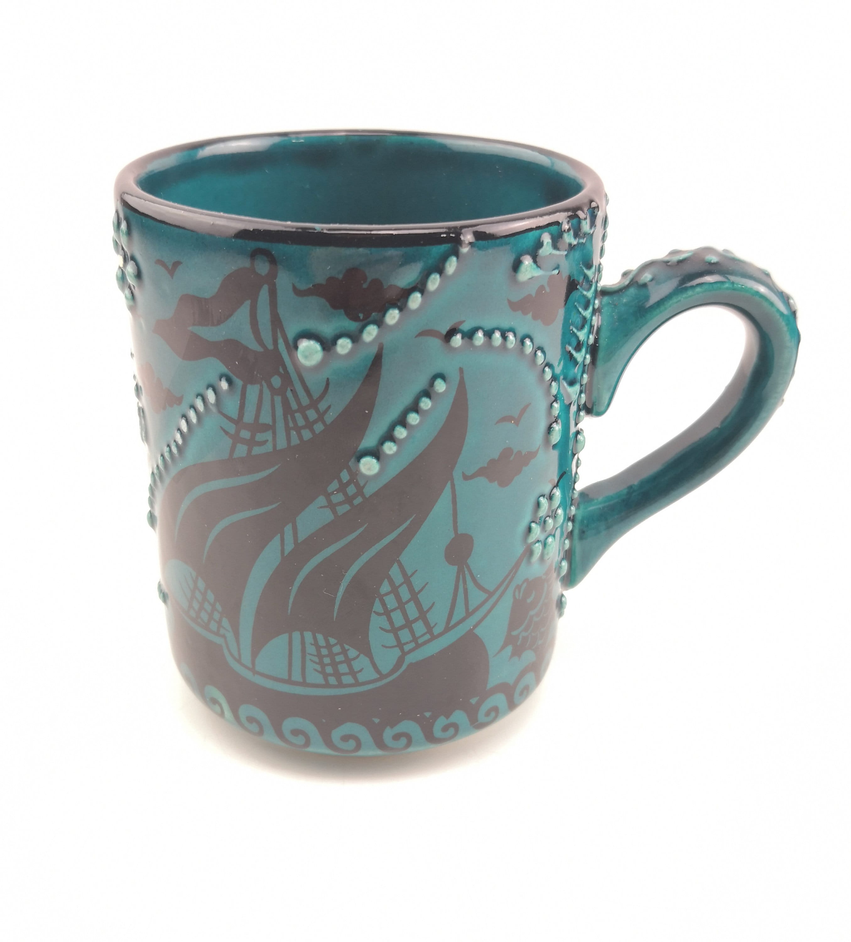 Handmade Ceramic Tea/coffee Mugs With Traditional Decorative Figured ...