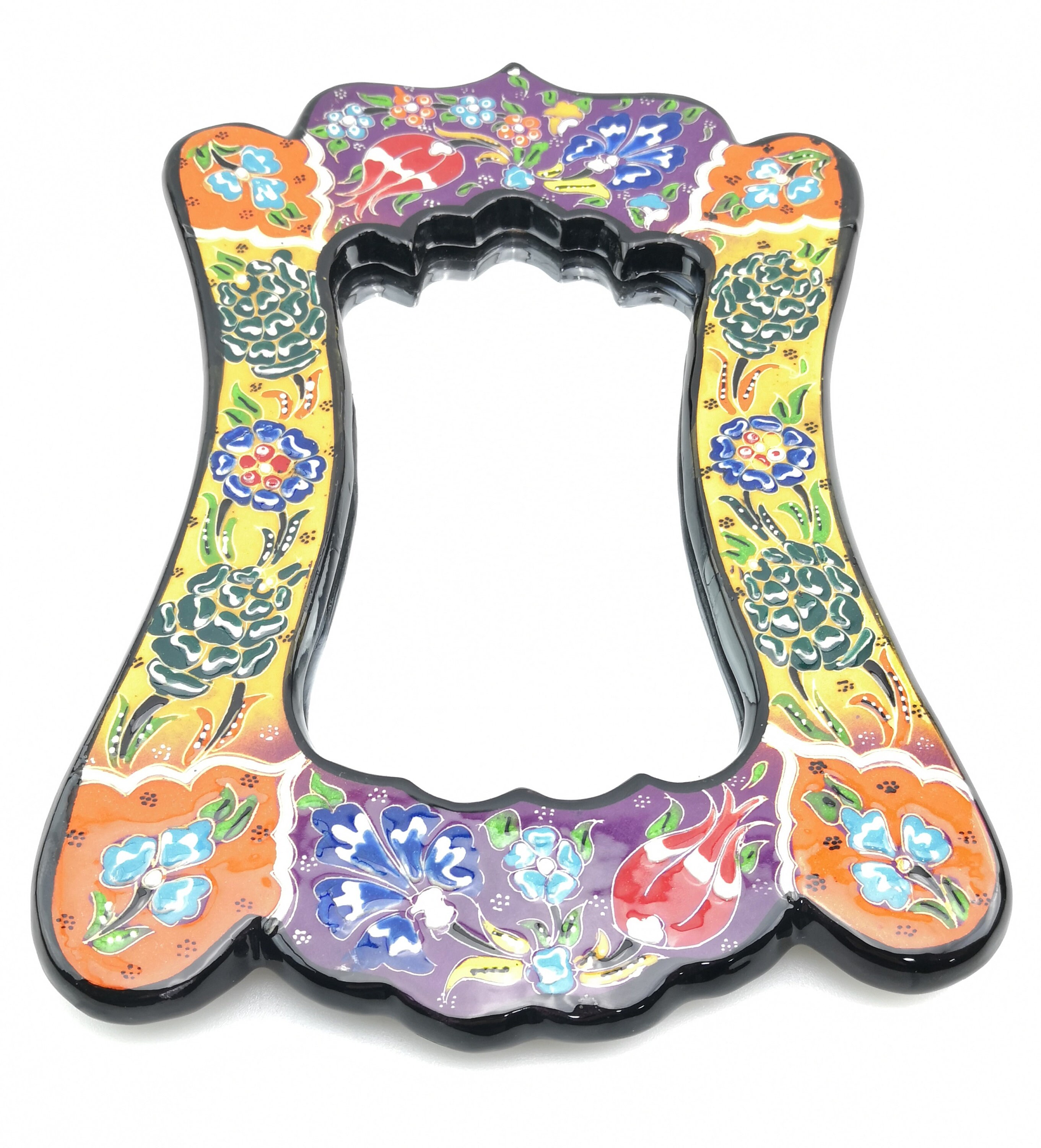 Ceramic Framed Mirror - Traditional Ornate Hand Painted Turkish Pottery ...