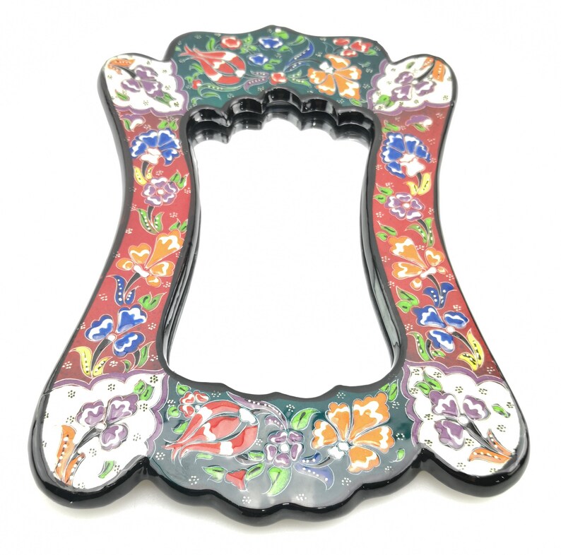 Ceramic Framed Mirror - Traditional Ornate Hand Painted Turkish Pottery ...
