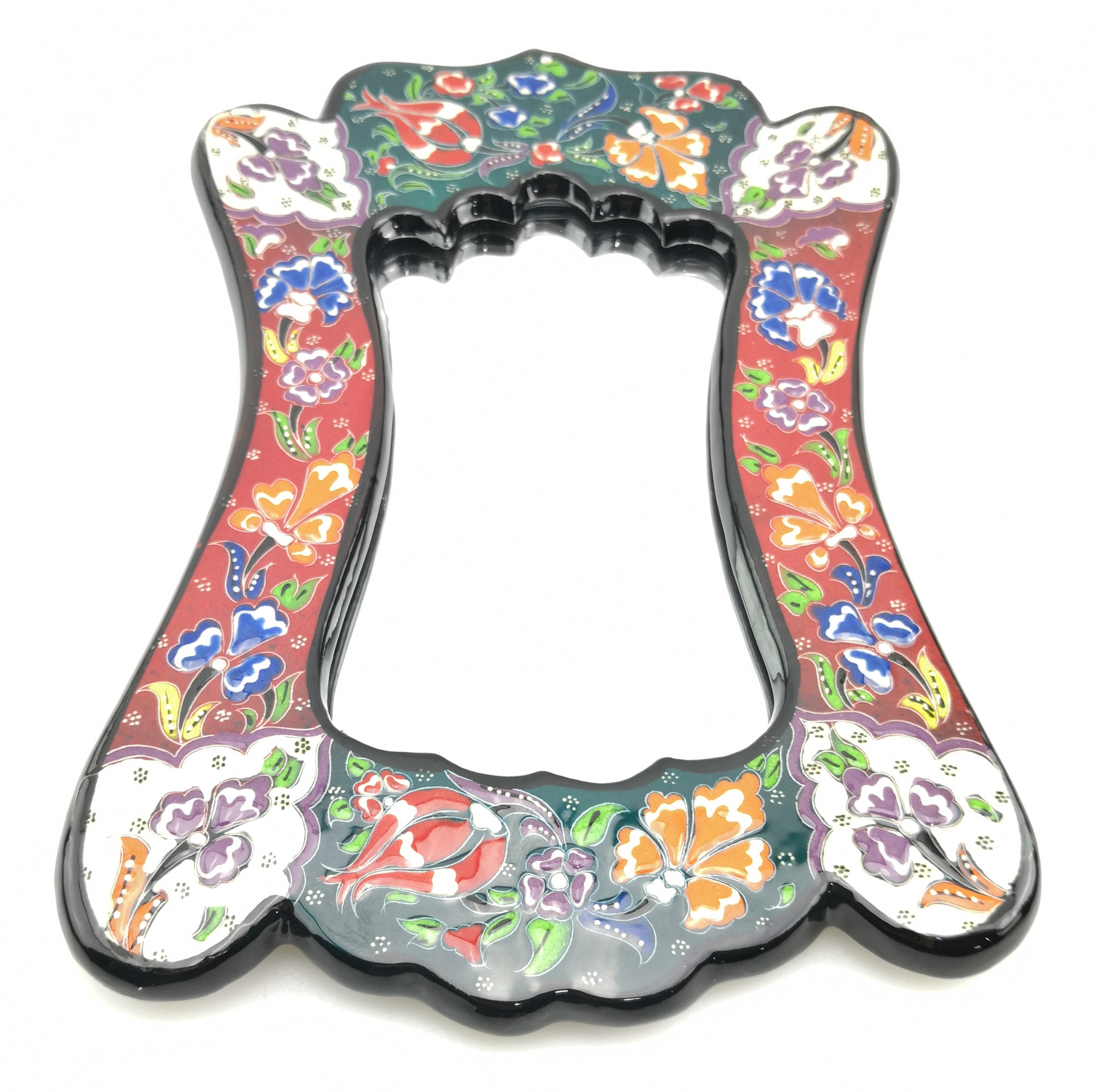 Ceramic Framed Mirror - Traditional Ornate Hand Painted Turkish Pottery ...