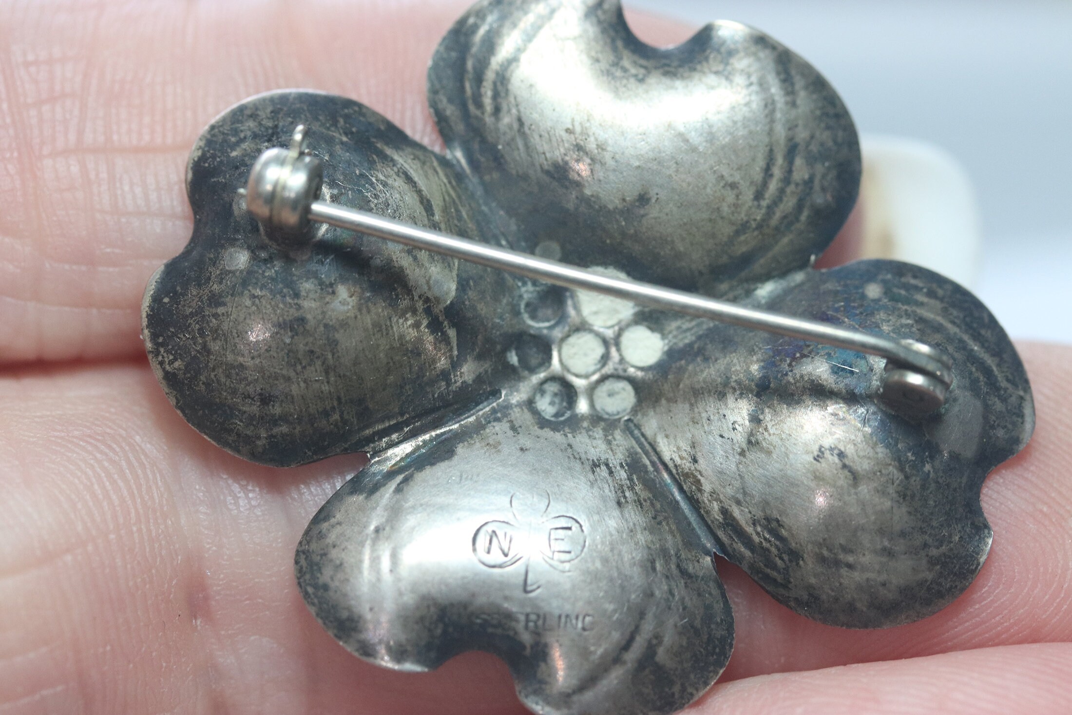 Old Vintage Sterling Silver Stuart Nye Signed Dogwood Flower Brooch Pin ...