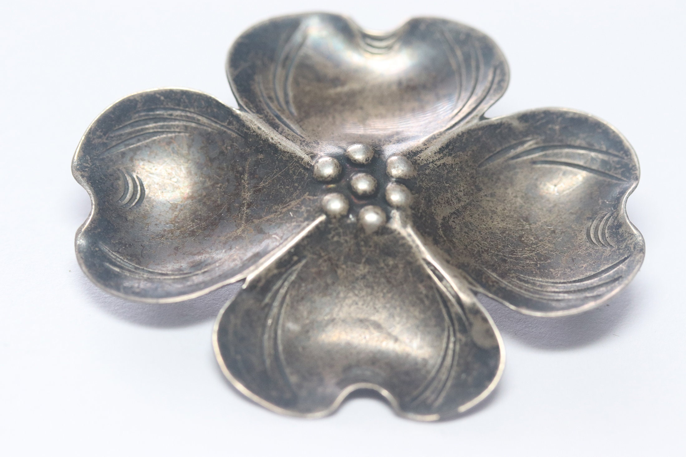 Old Vintage Sterling Silver Stuart Nye Signed Dogwood Flower Brooch Pin ...