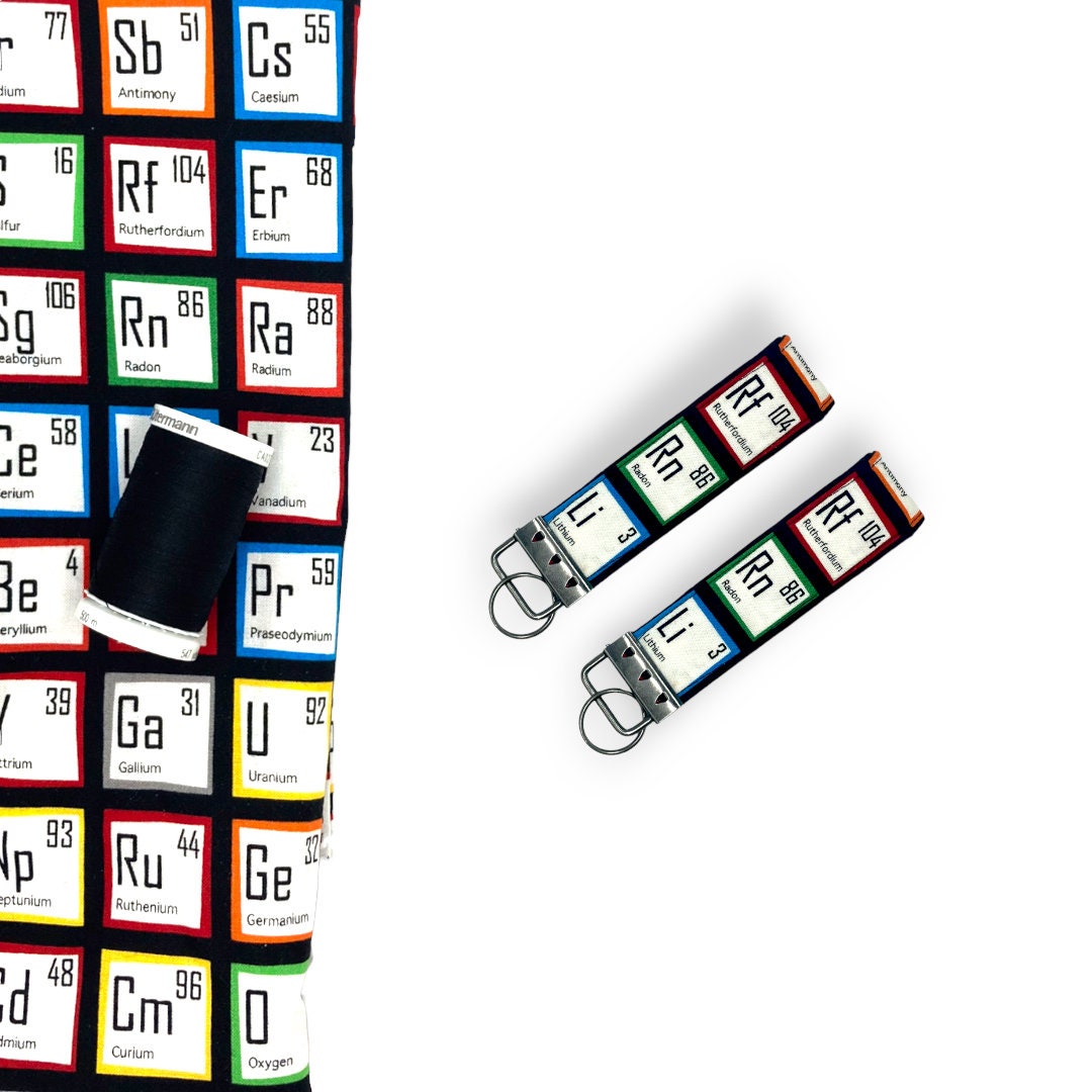 Periodic Table of Elements Fabric Keychain, Chemistry Fabric Keyfob ...