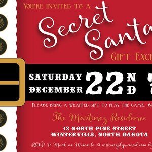Editable SECRET SANTA Invitation,templett, Christmas, Gift Exchange ...