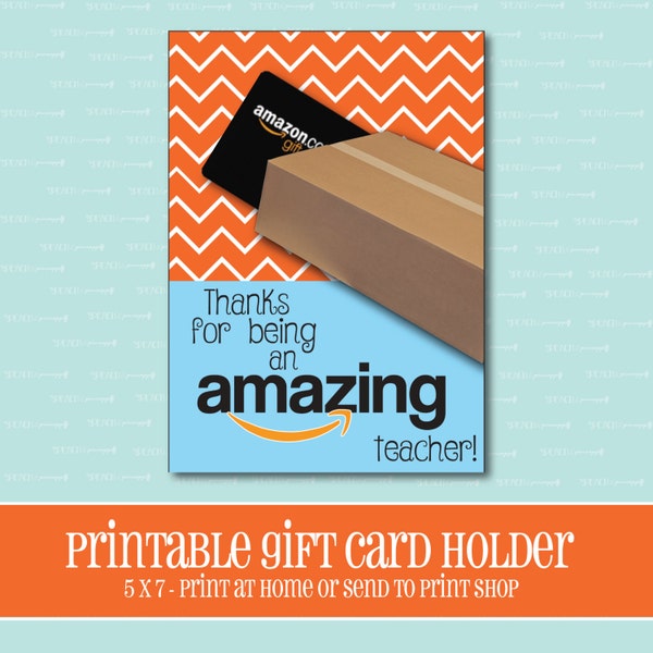 INSTANT DOWNLOAD, Amazon Gift Card Holder, Amazing Teacher, Gift Card ...
