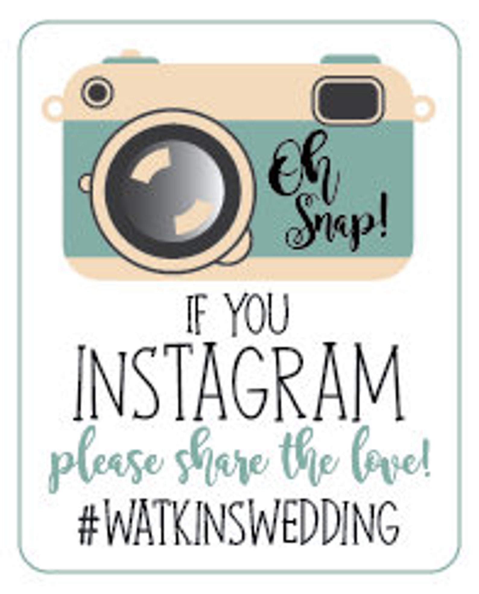 Customizable INSTAGRAM HASHTAG CARDS, Wedding,instant Download,retro ...