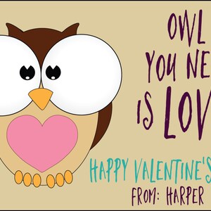 CUSTOM VALENTINE CARDS, Owl You Need is Love, Owl, Customizable ...