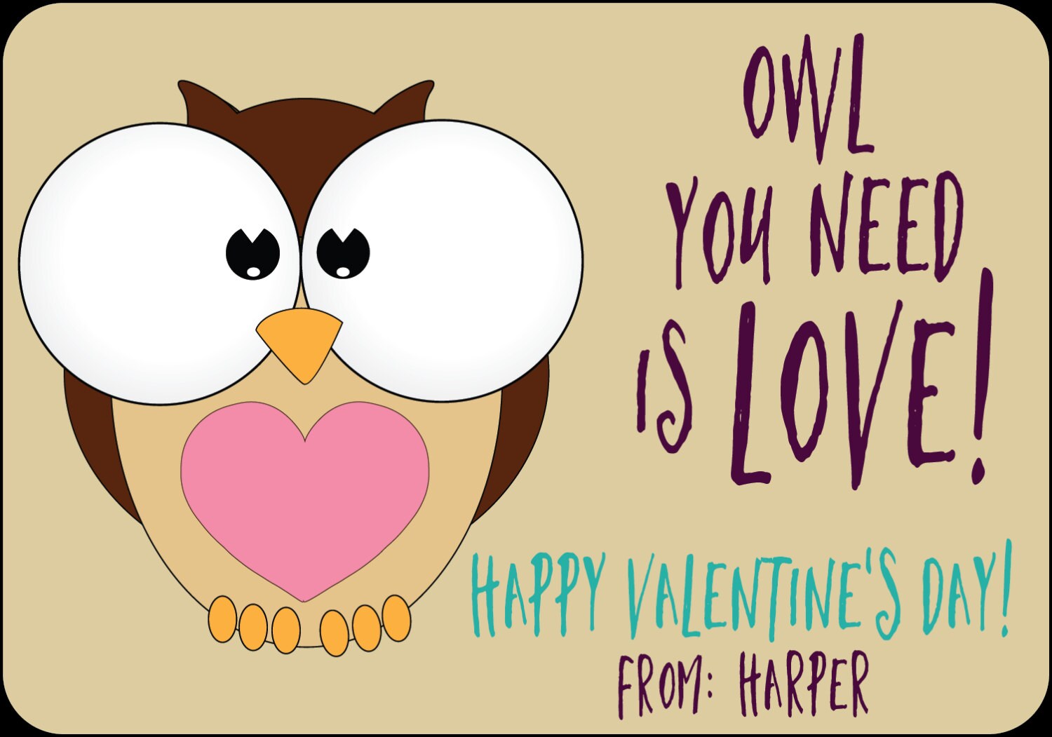 CUSTOM VALENTINE CARDS, Owl You Need is Love, Owl, Customizable ...