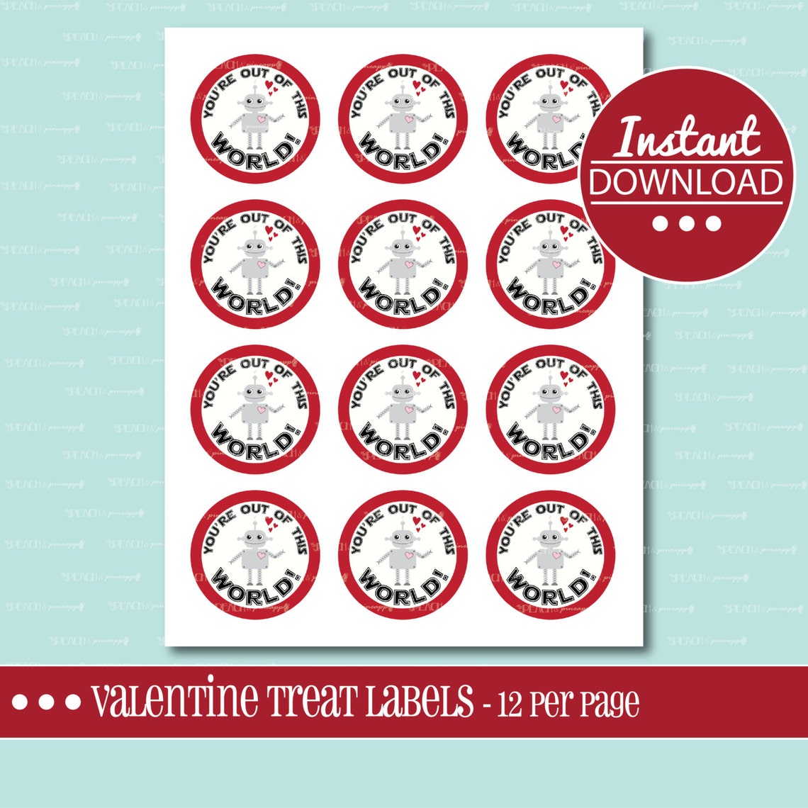 CUSTOM VALENTINE Treat LABELS, Instant Download, Printable, Valentine ...