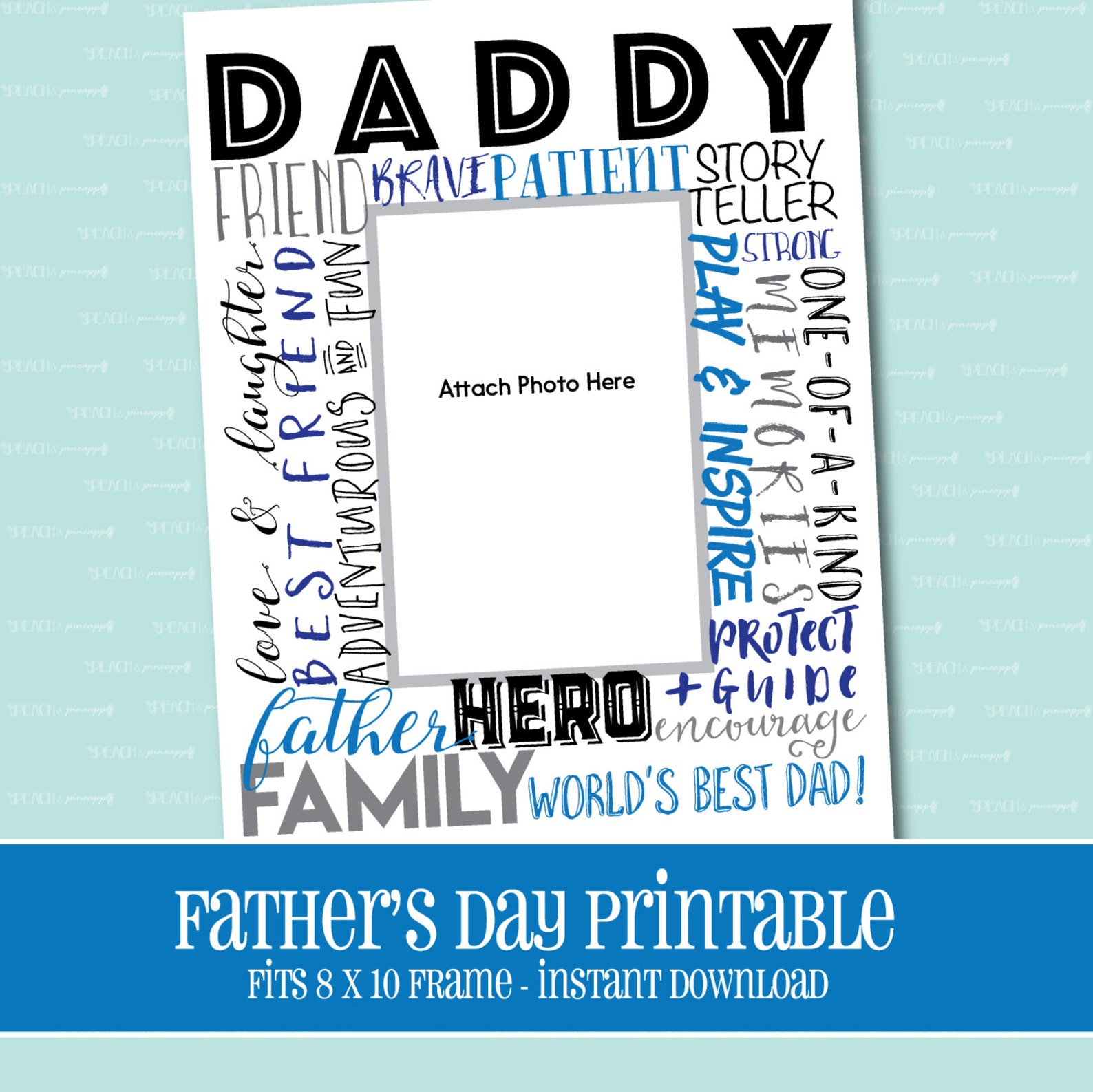 FATHER'S DAY PRINTABLE, Gift for Dad, Word Art Printable, Photo ...