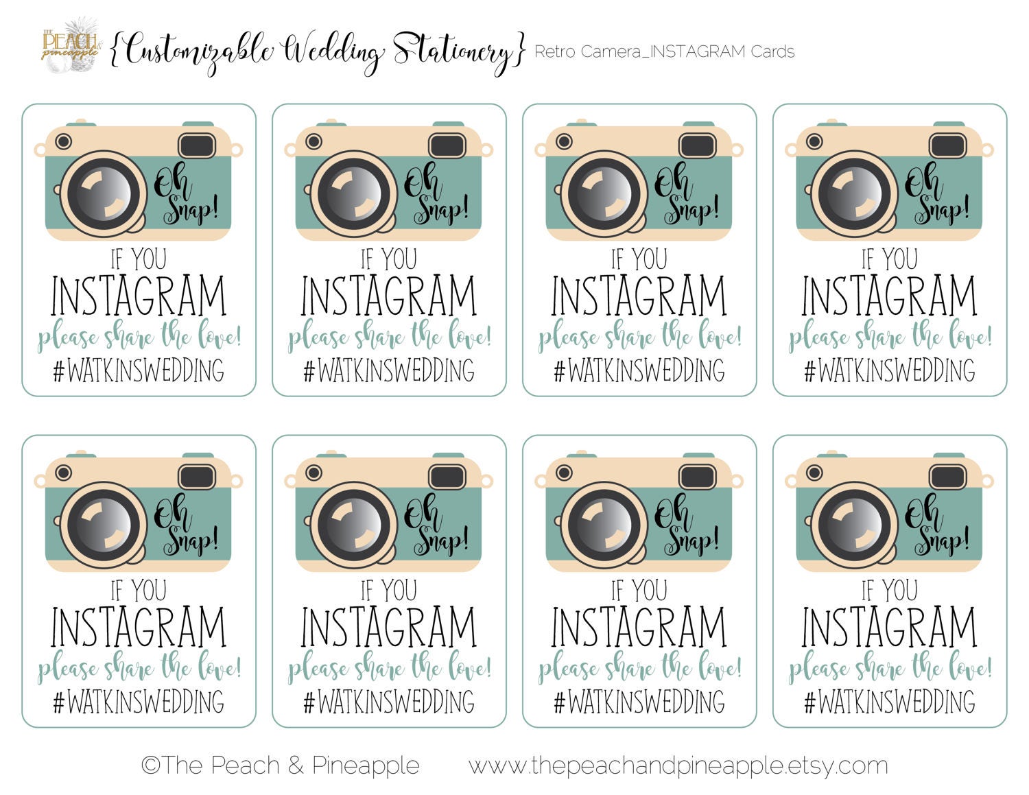 Customizable INSTAGRAM HASHTAG CARDS Weddinginstant - Etsy