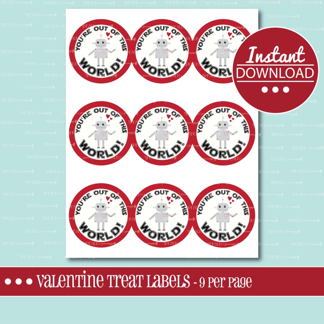 CUSTOM VALENTINE Treat LABELS, Instant Download, Printable, Valentine ...