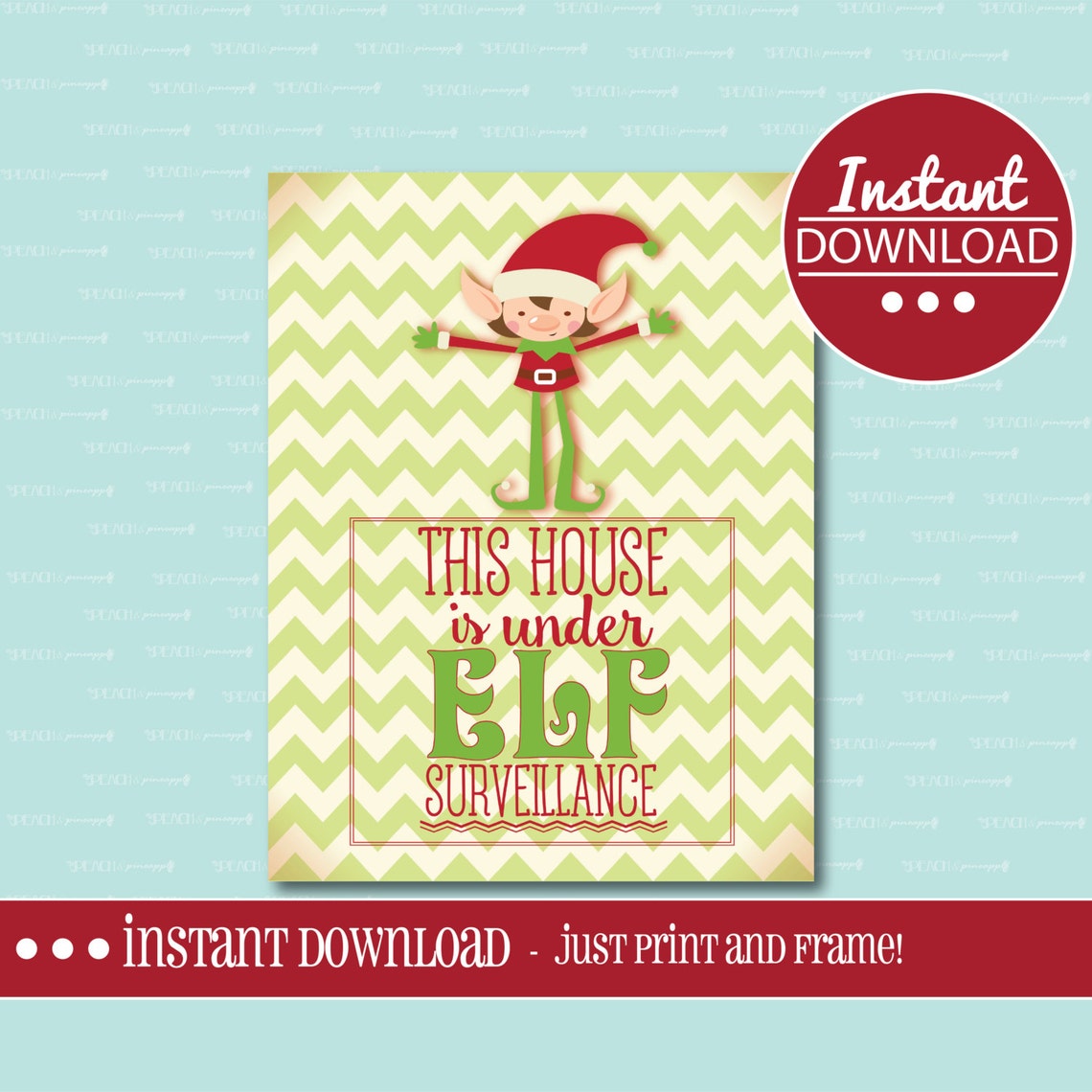 This House is Under ELF SURVEILLANCE SIGN Printable, Christmas, Santa ...