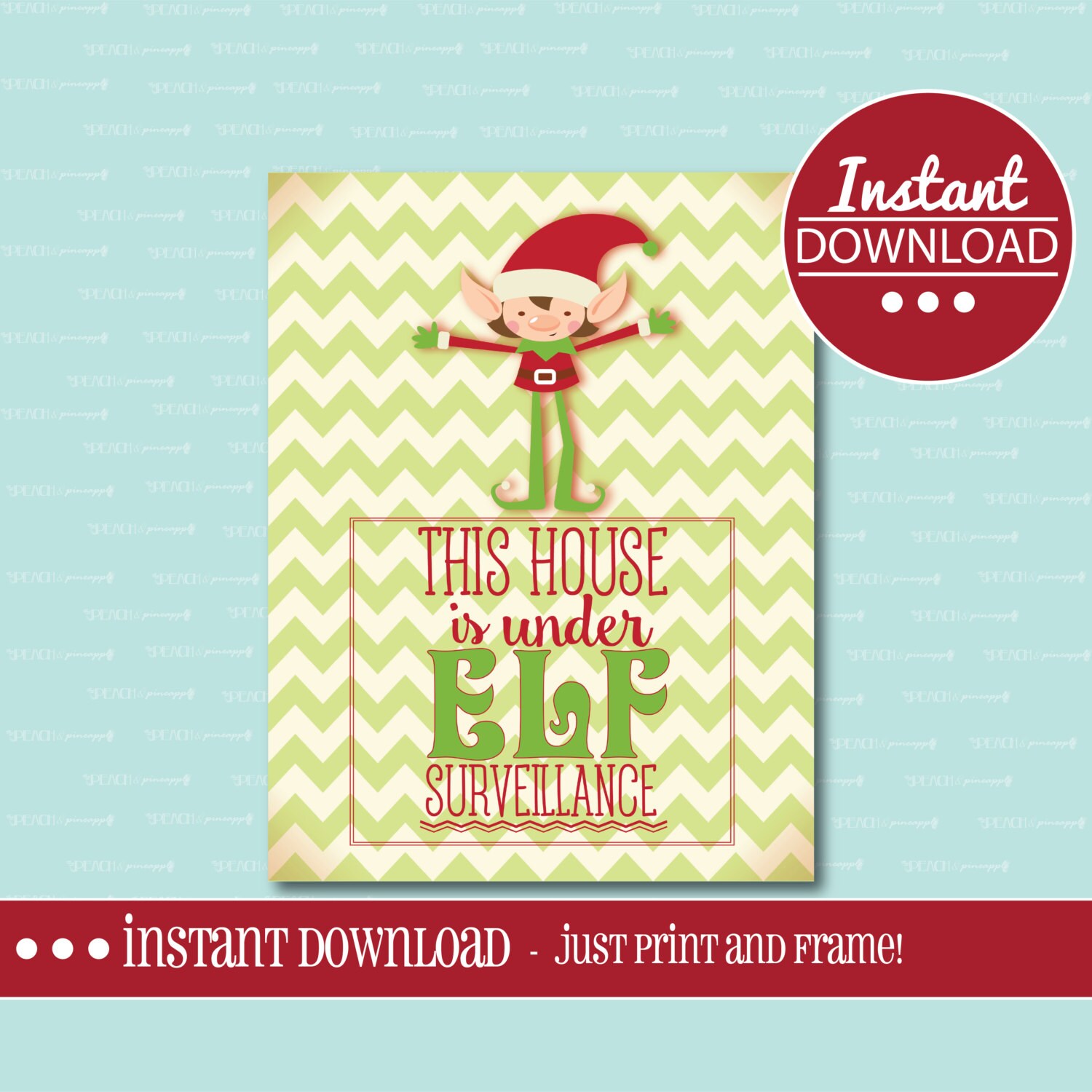 This House is Under ELF SURVEILLANCE SIGN Printable, Christmas, Santa ...