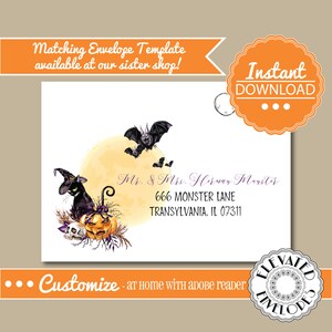 Halloween Party Invitation - Cat- Bat - EDITABLE - INSTANT DOWNLOAD ...