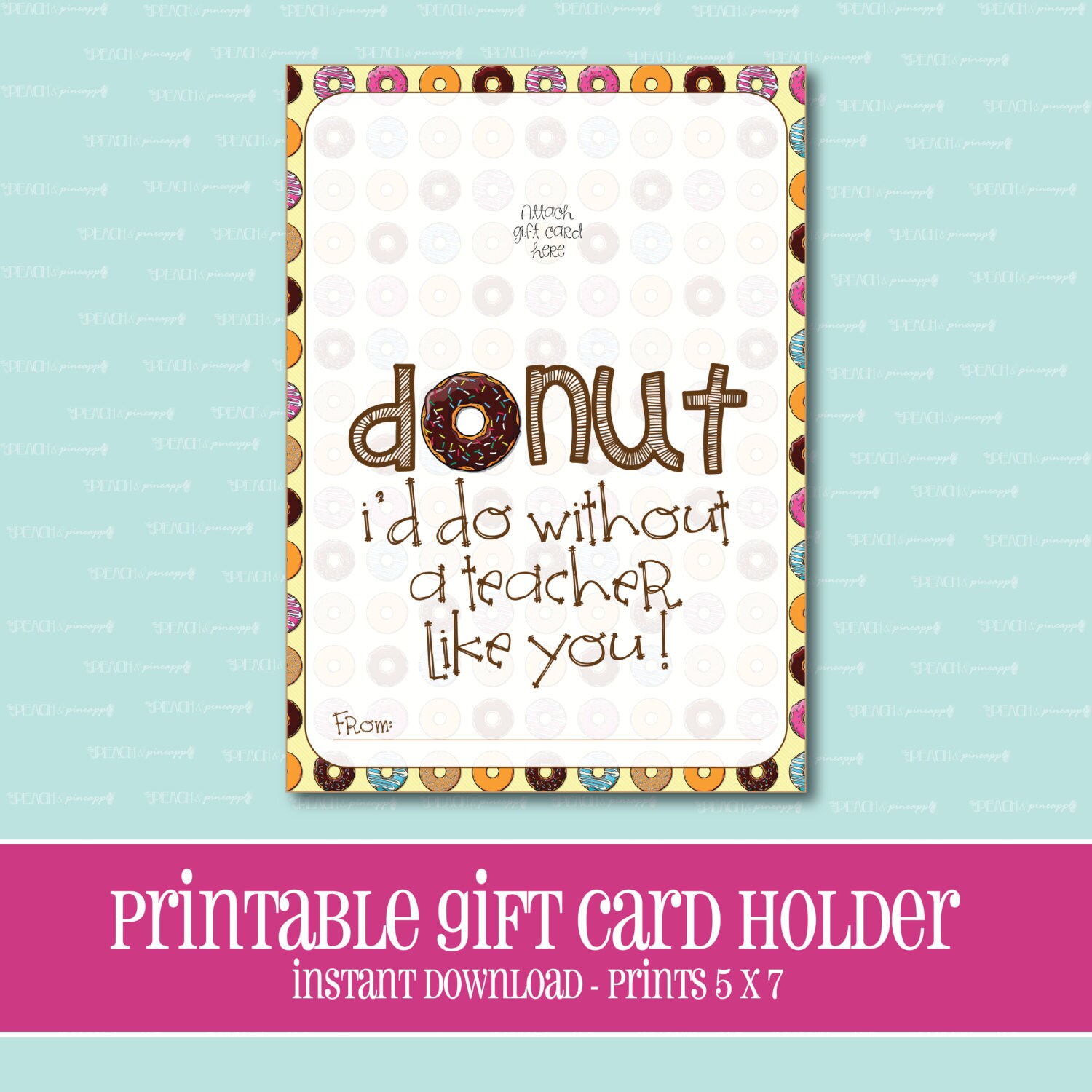 INSTANT DOWNLOAD, Donut Gift Card Holder, Amazing Teacher, Gift Card ...