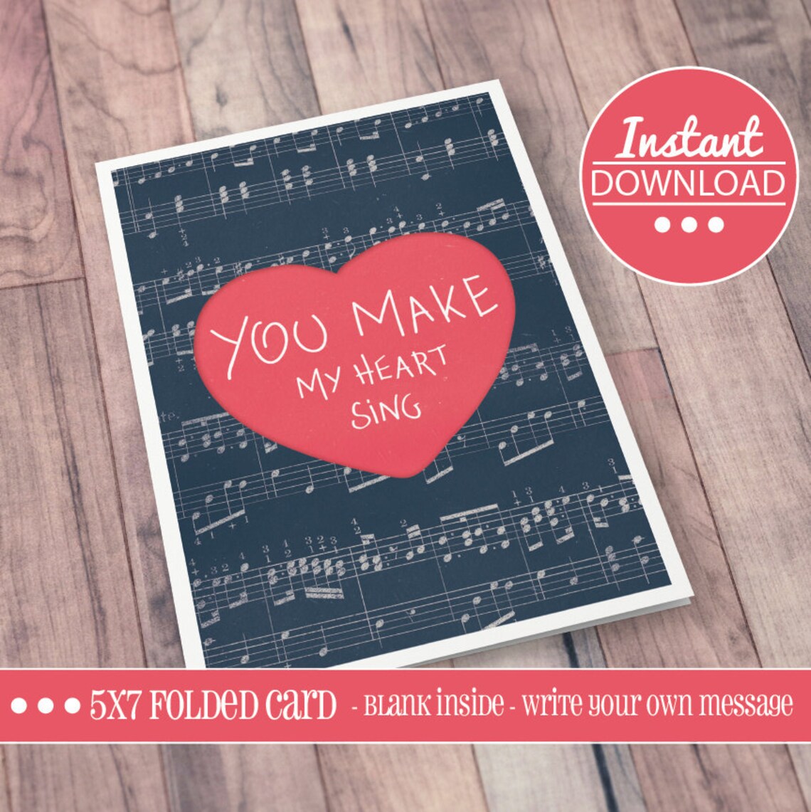 You Make My Heart Sing PRINTABLE VALENTINE CARDS, Valentine, Printable ...