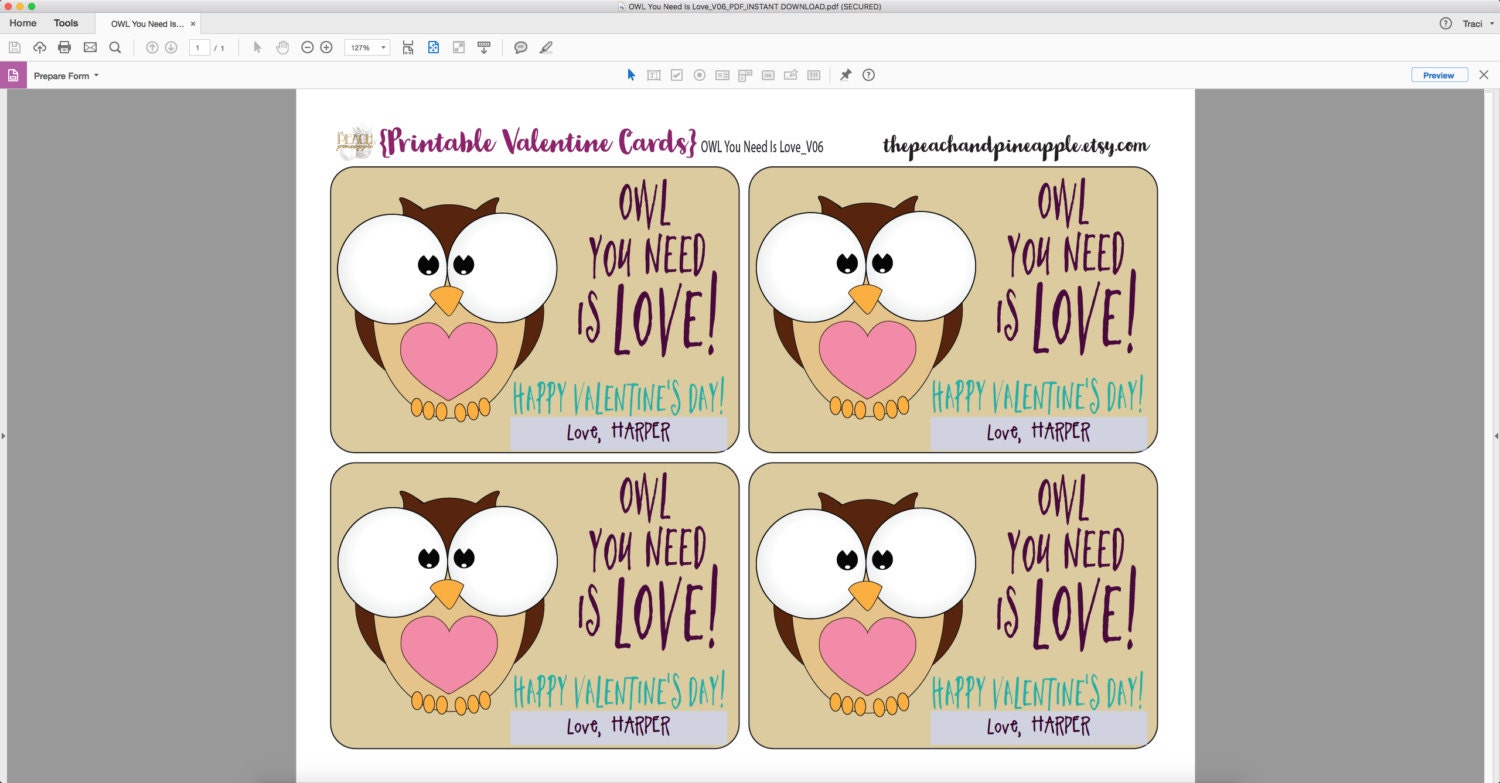 CUSTOM VALENTINE CARDS, Owl You Need is Love, Owl, Customizable ...