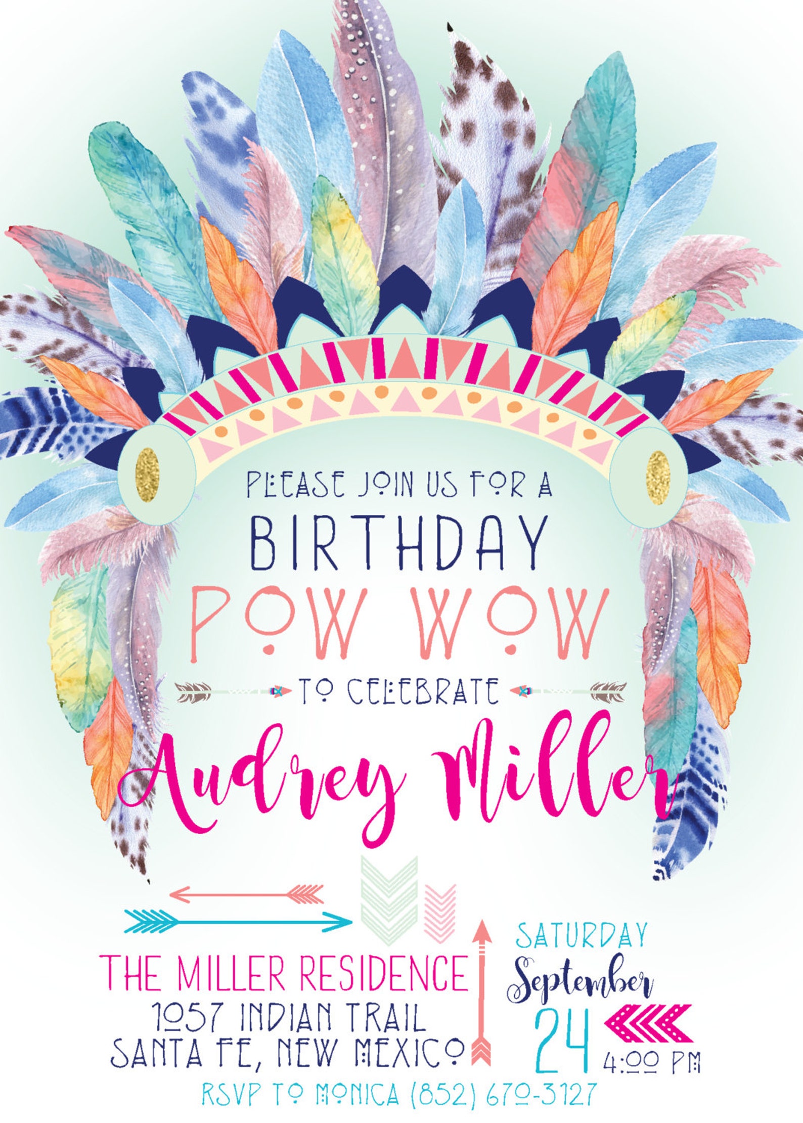 Tribal Birthday Party Invitation - EDITABLE - INSTANT DOWNLOAD ...