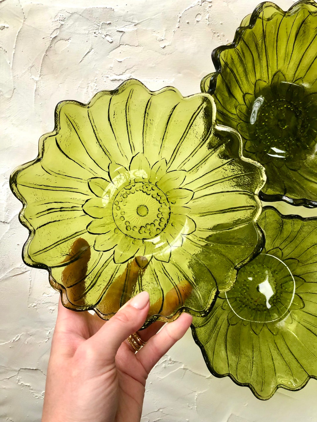 Vintage Glass Detailed Glass Serving Ware Vintage Etsy
