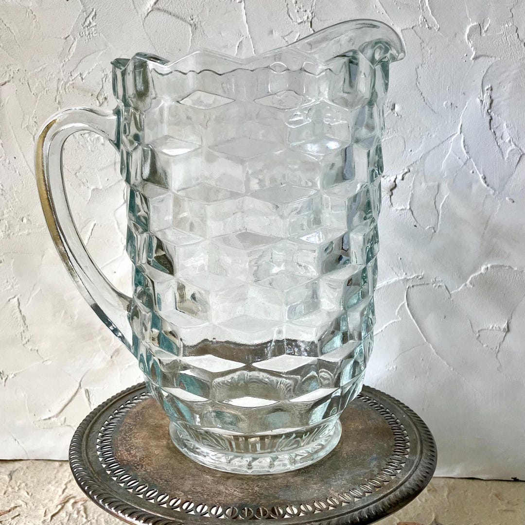 VINTAGE Clear Glass Water Pitcher Vintage Barware Vintage Home Decor ...
