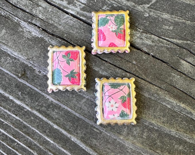 Strawberry Stamp Magnet (set of 3) - Etsy