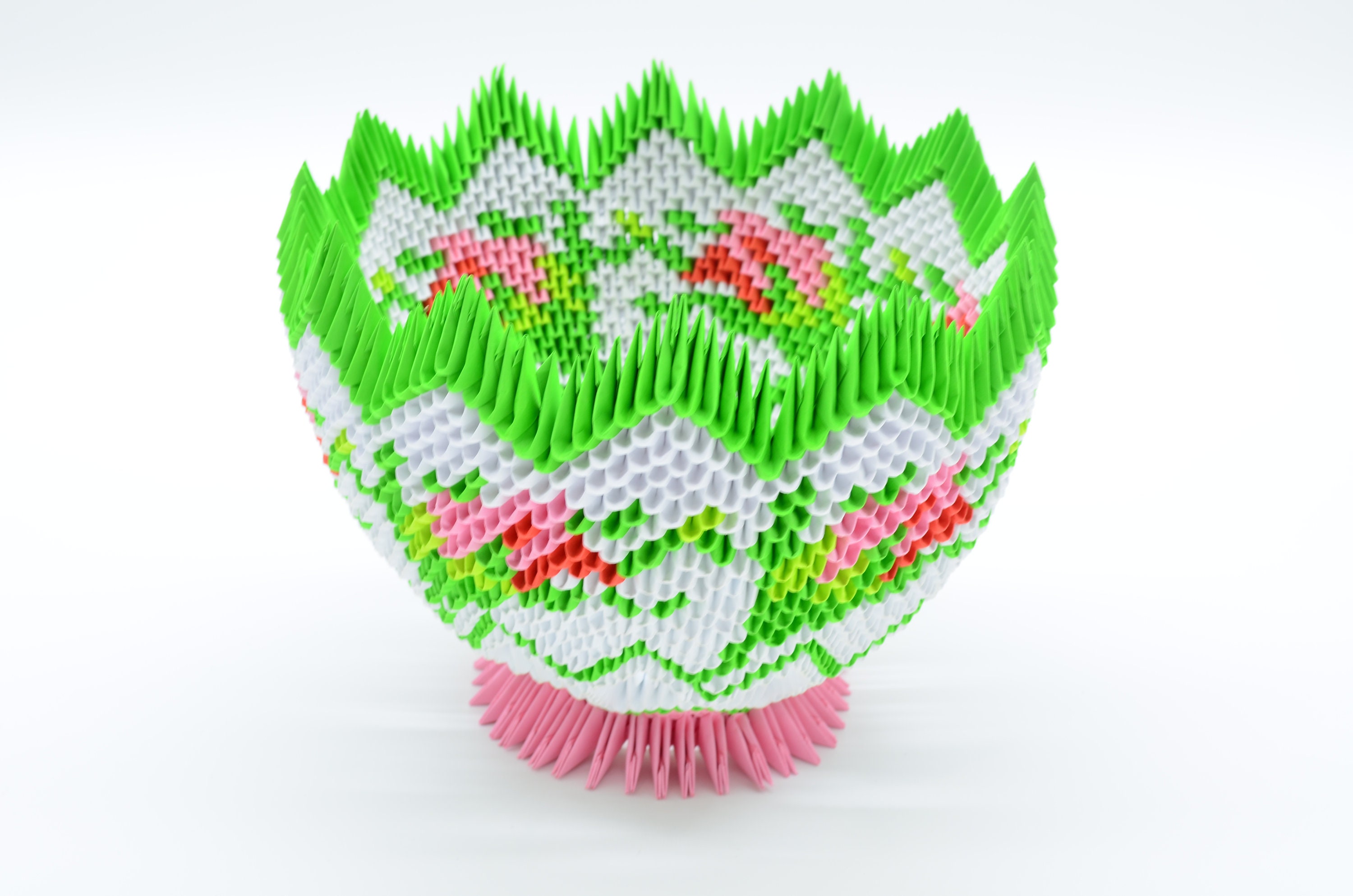 3D Origami, Bowl With Ornament Roses, Modular Origami Bowl, Origami ...
