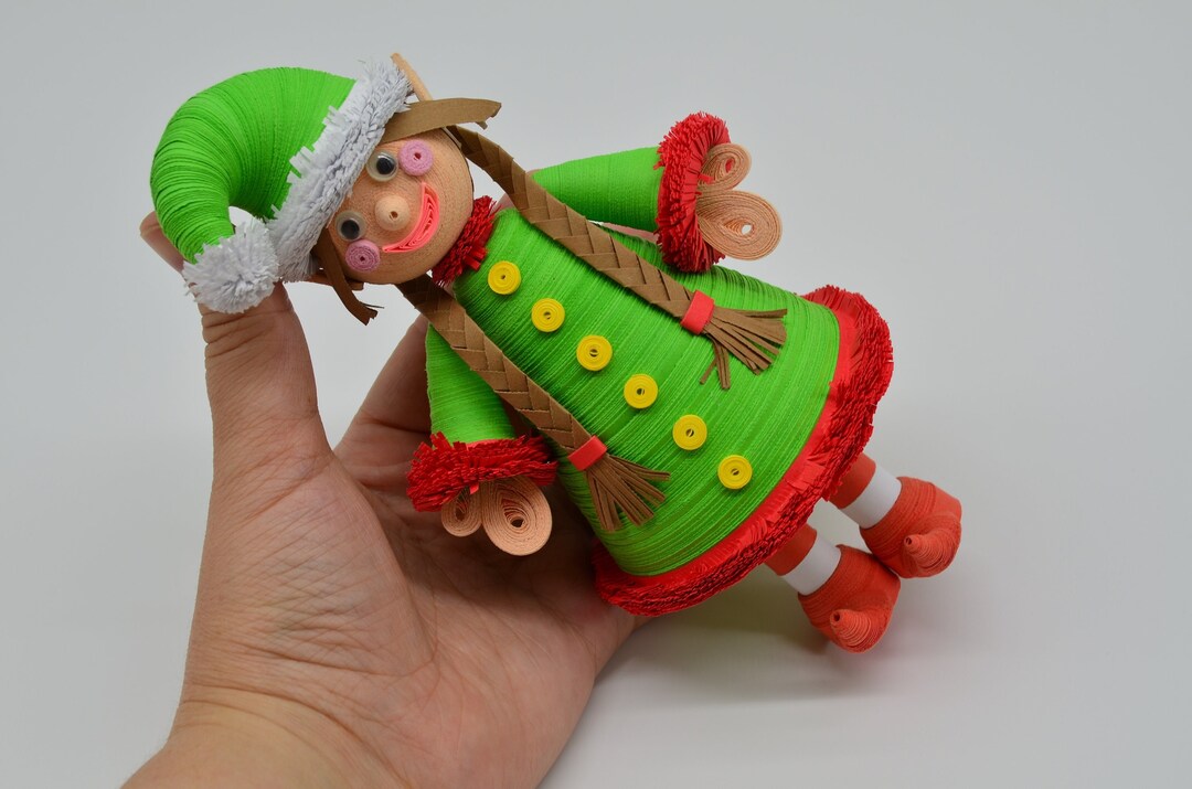 Paper Art, Christmas Decor, Quilled Christmas Elf, Quilling Elf ...