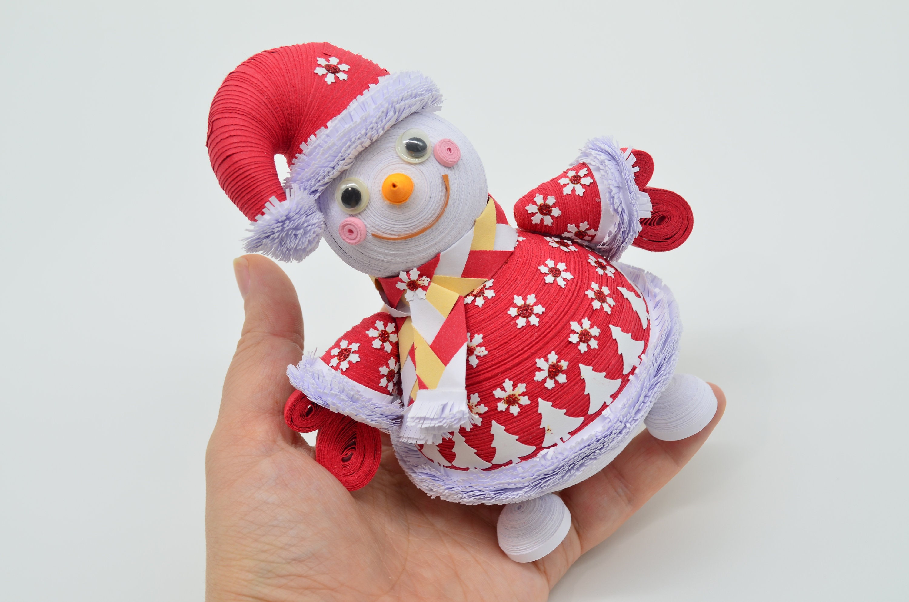 3D Quilling Art Christmas Snowman Figurine Quilled Snowman - Etsy