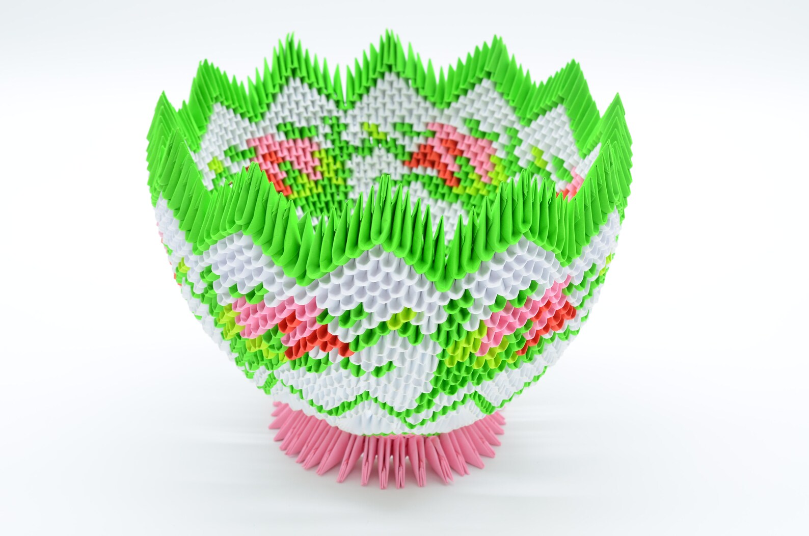 3D Origami Bowl With Ornament Roses Modular Origami Bowl | Etsy