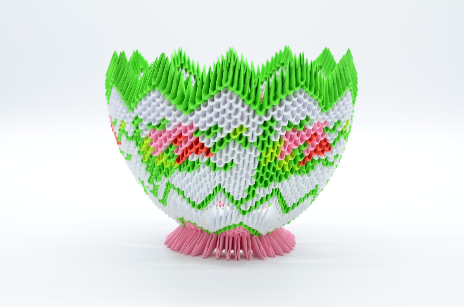 3D Origami, Bowl With Ornament Roses, Modular Origami Bowl, Origami ...