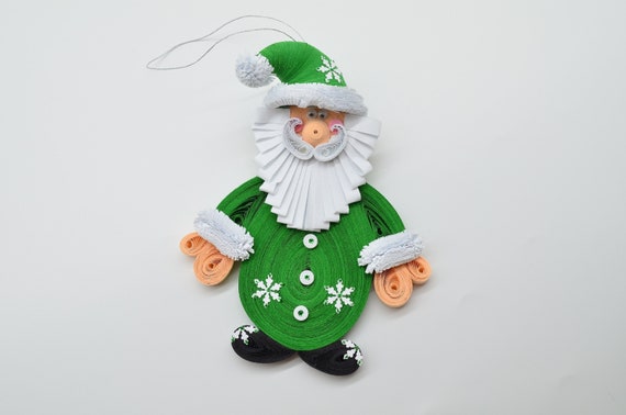 Quilling Santa Claus Santa Green Ornament Handmade Paper - Etsy