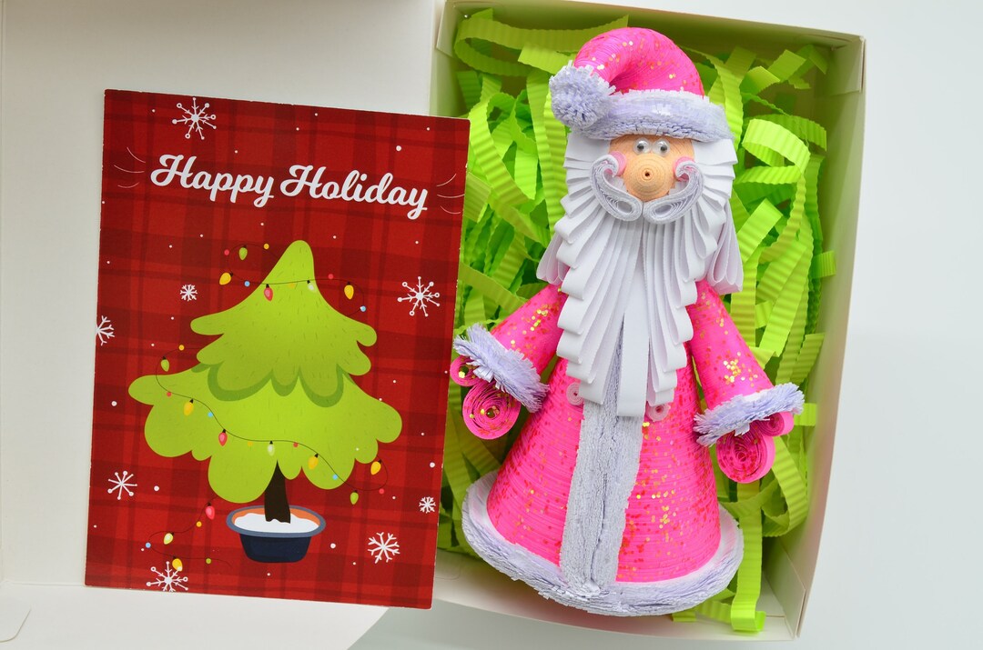 3D Quilling Art, 3D Paper Santa, Handmade Figurine, 3D Quilled Santa ...