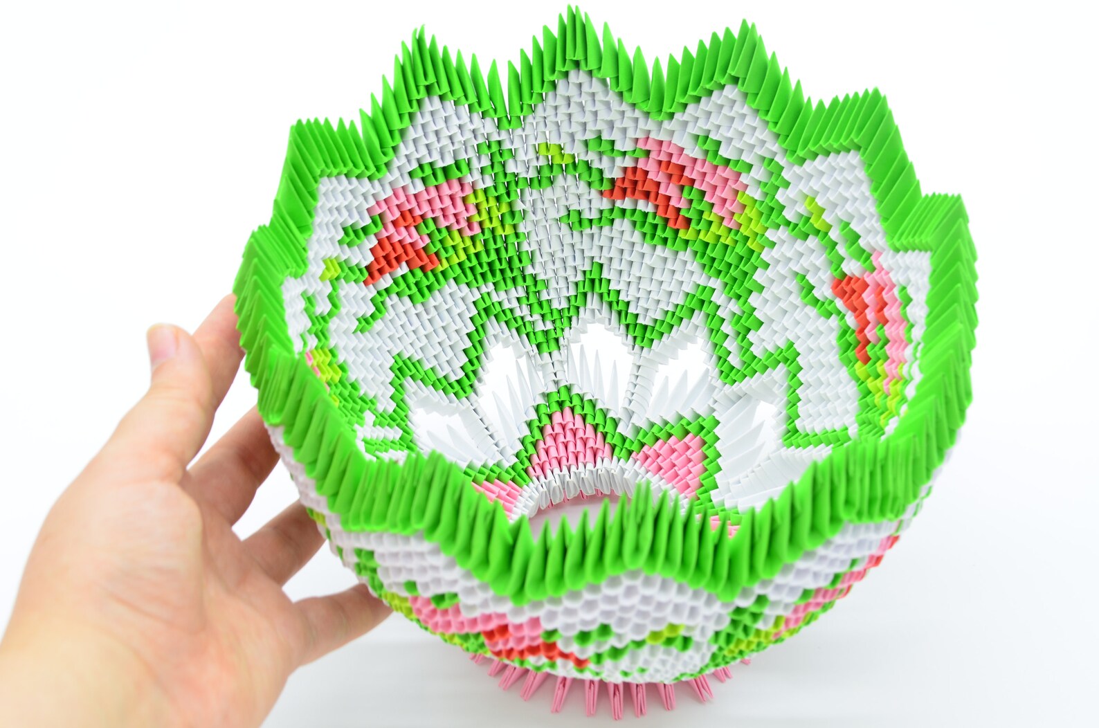 3D Origami, Bowl With Ornament Roses, Modular Origami Bowl, Origami ...