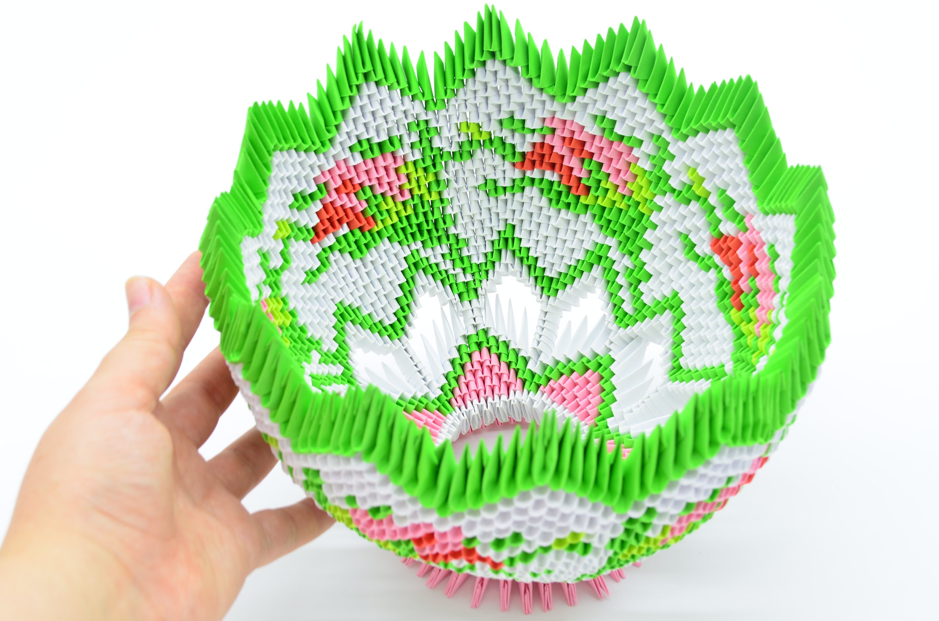 3D Origami, Bowl With Ornament Roses, Modular Origami Bowl, Origami ...