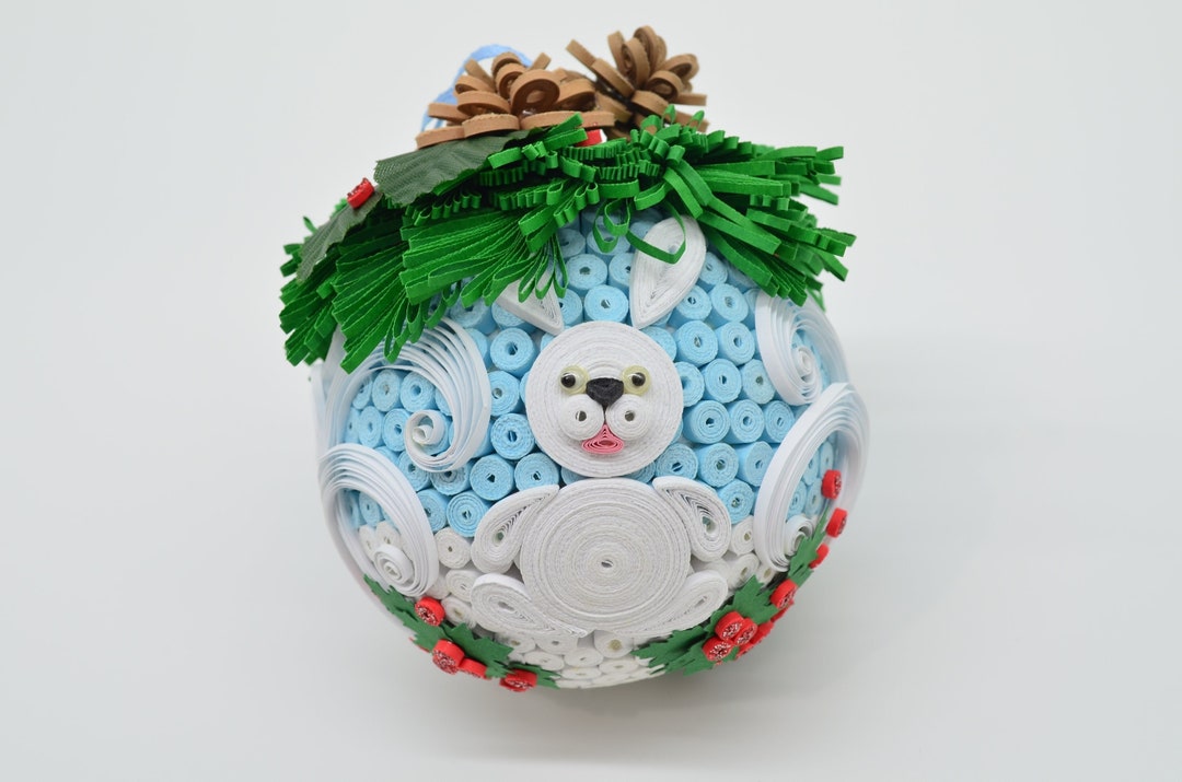 Quilling Art, Christmas Decor, Christmas Ball With Bunny, Christmas ...