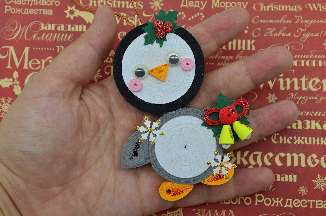 Quilled Penguin With Christmas Bells, Quilling Art, Paper Art ...