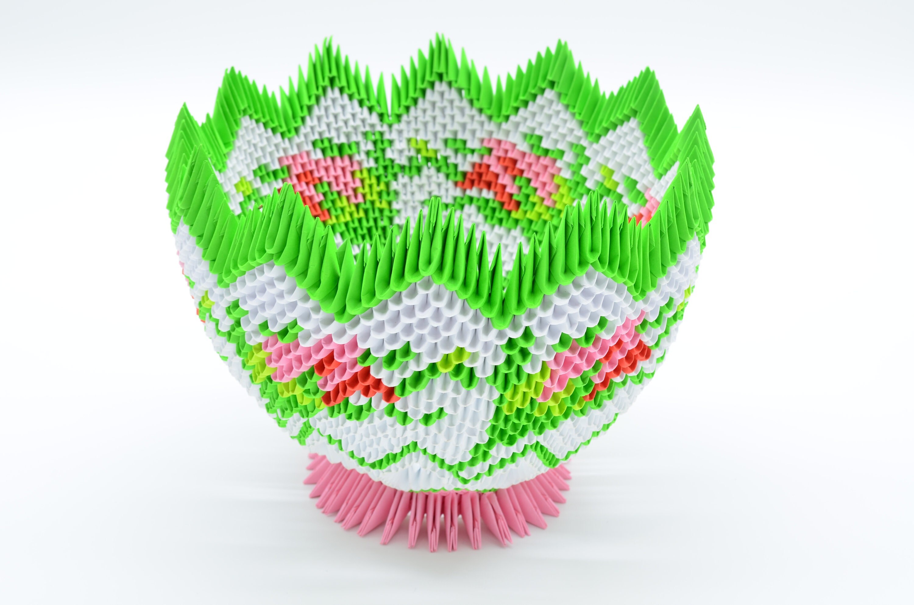 3D Origami, Bowl With Ornament Roses, Modular Origami Bowl, Origami ...